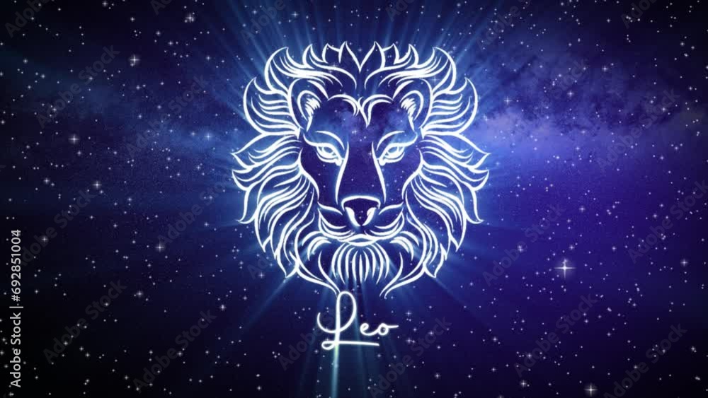 Astrological star sign for Leo, with a shimmering symbol on a deep ...
