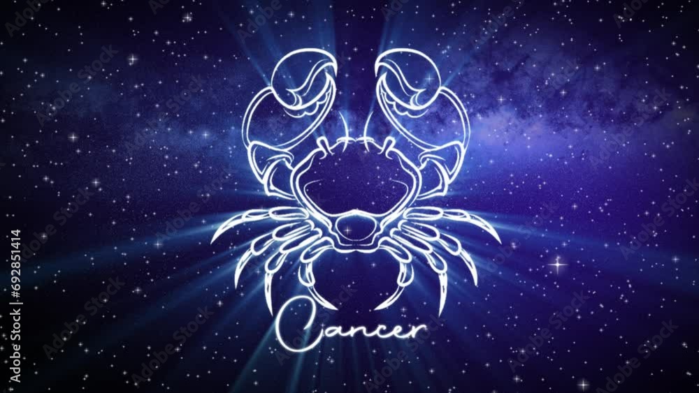 Vidéo Stock Astrological star sign for Cancer, with a shimmering symbol ...