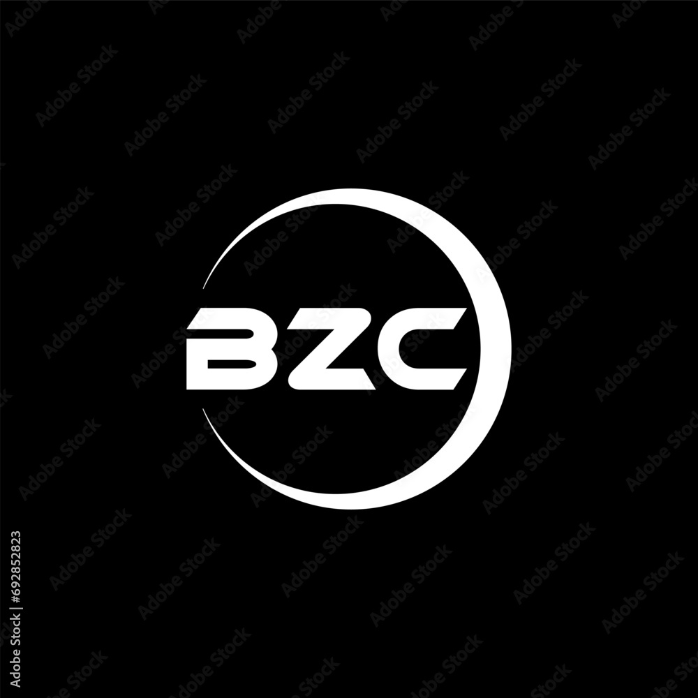 BZC letter logo design with black background in illustrator, cube logo ...
