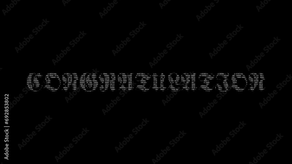 Congratulation ascii animation loop on black background. Ascii code art ...