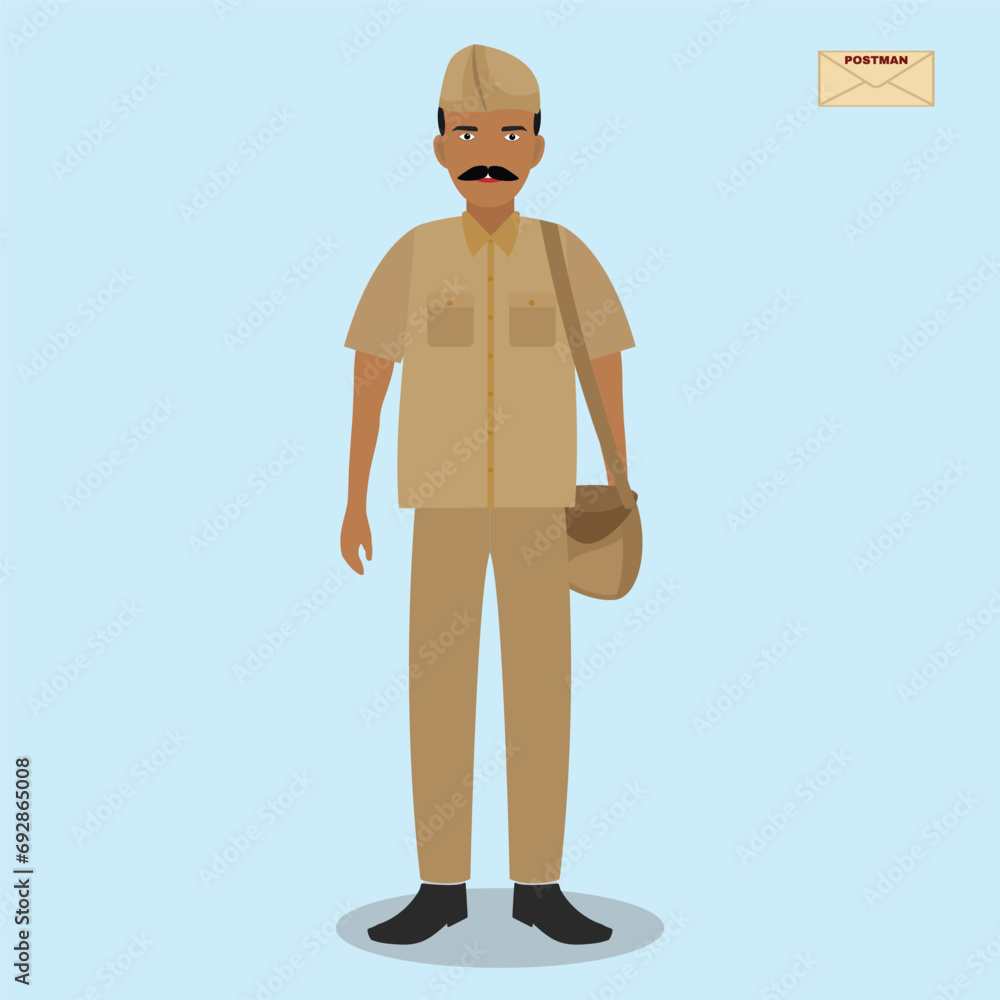 Indian postman vector illustration in lite blue background Stock Vector ...