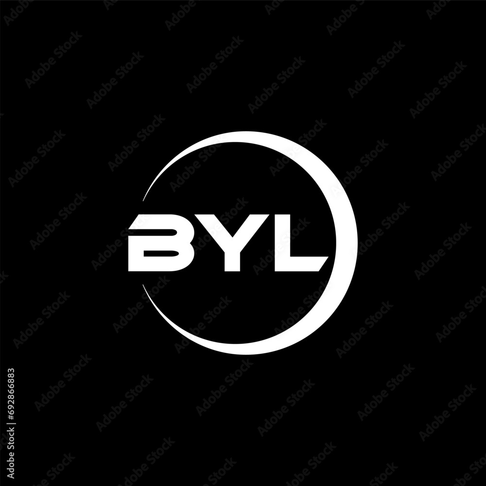 BYL letter logo design with black background in illustrator, cube logo ...