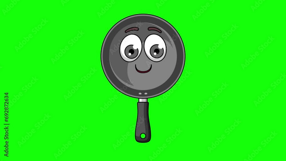 frying pan cartoon with a money face, emoji emoticon animation Stock ...