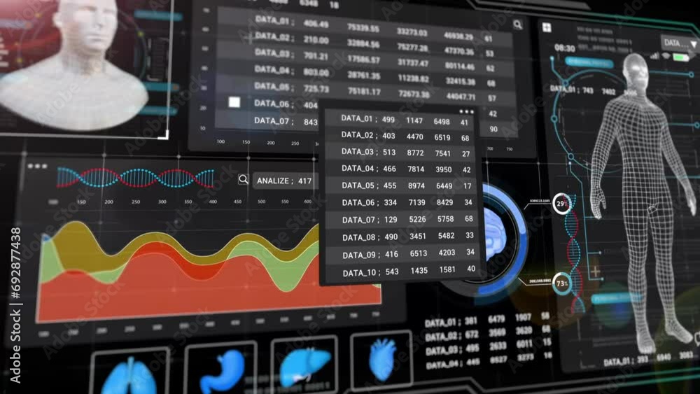 Vidéo Stock HUD Monitor screen of Medical Information about human ...