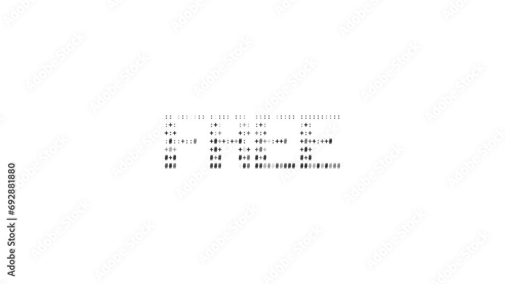 Free ascii animation loop on white background. Ascii code art symbols ...