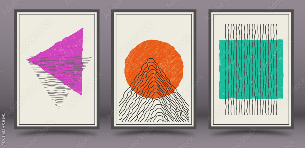 Set of backgrounds for interior design, poster and prints. Minimalistic ...