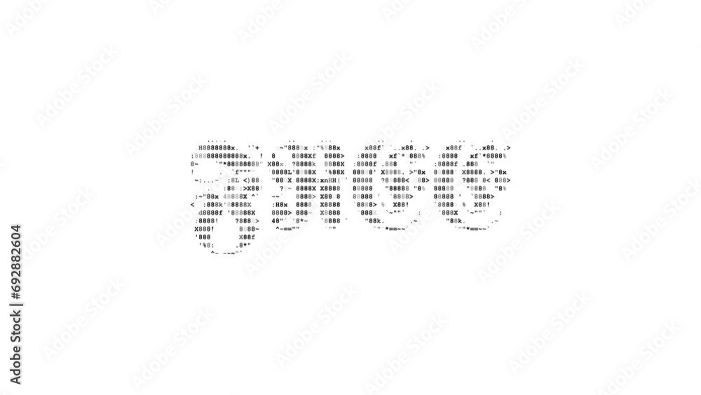 Free ascii animation loop on white background. Ascii code art symbols ...