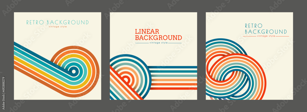 Vintage geometric background with colored parallel lines in the style ...