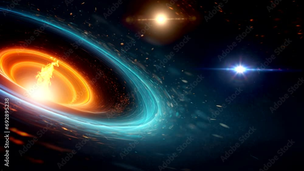 Galaxy on space sky with many planet surrounding video background ...