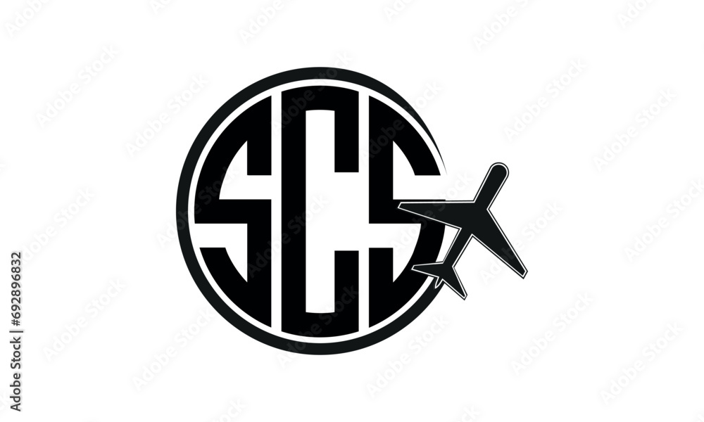 SCS three initial letter circle tour & travel agency logo design vector ...