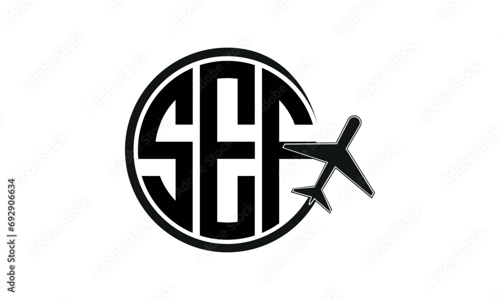 SEF three initial letter circle tour & travel agency logo design vector ...