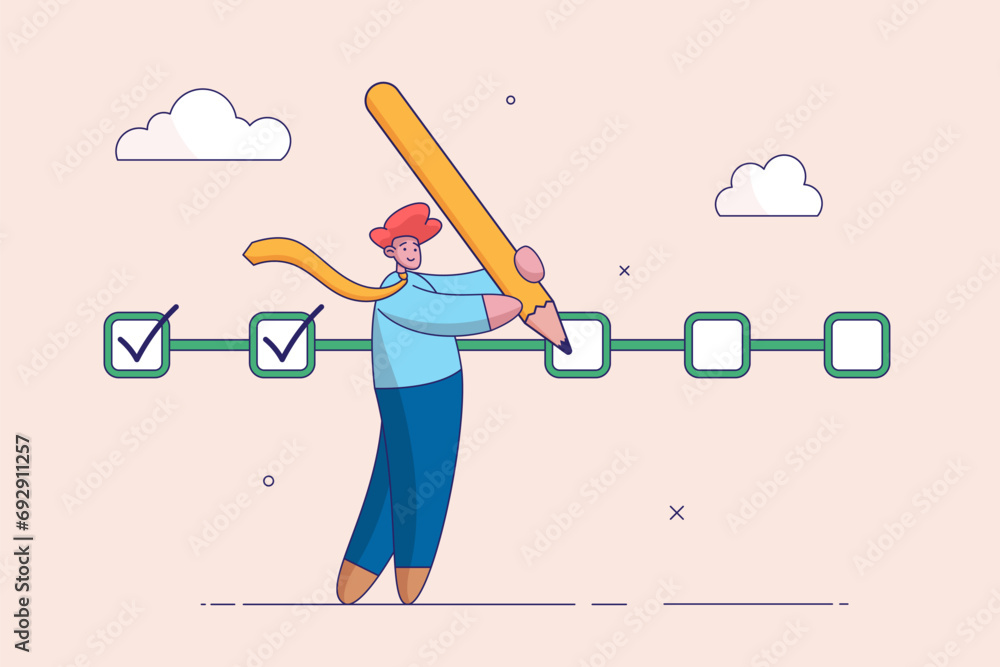 Task completion concept. Project tracking, goal tracker, checklist to ...