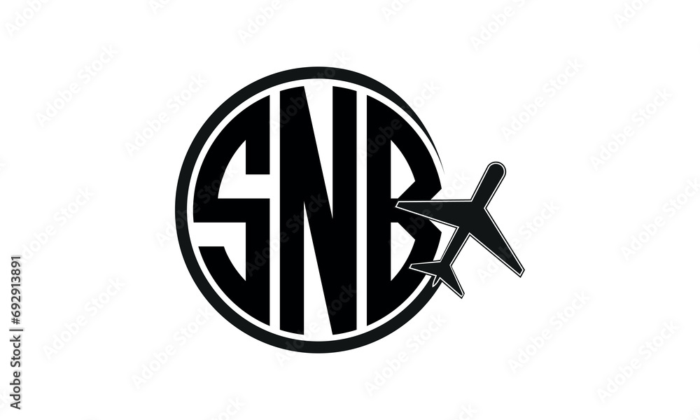 SNB three initial letter circle tour & travel agency logo design vector ...