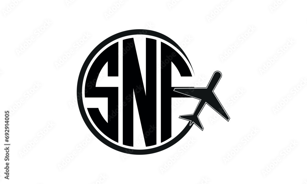 SNF three initial letter circle tour & travel agency logo design vector ...