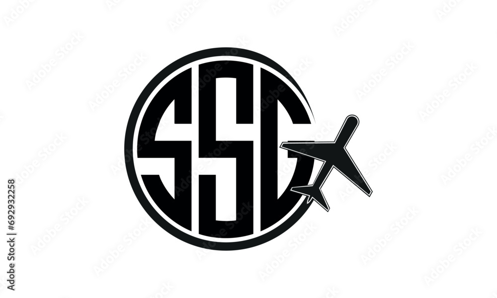SSG three initial letter circle tour & travel agency logo design vector ...