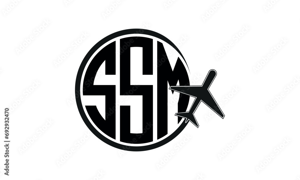 SSM three initial letter circle tour & travel agency logo design vector ...