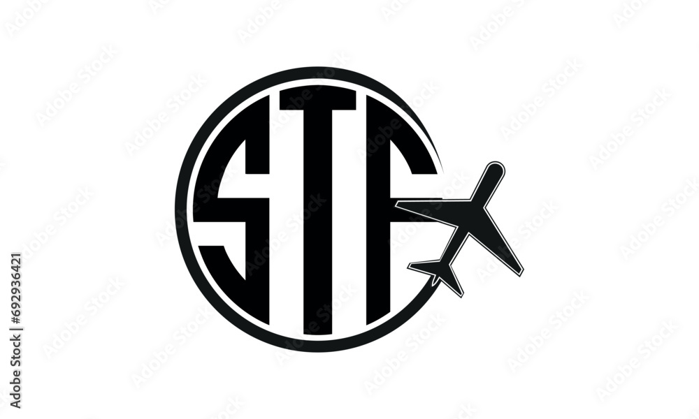 STF three initial letter circle tour & travel agency logo design vector ...