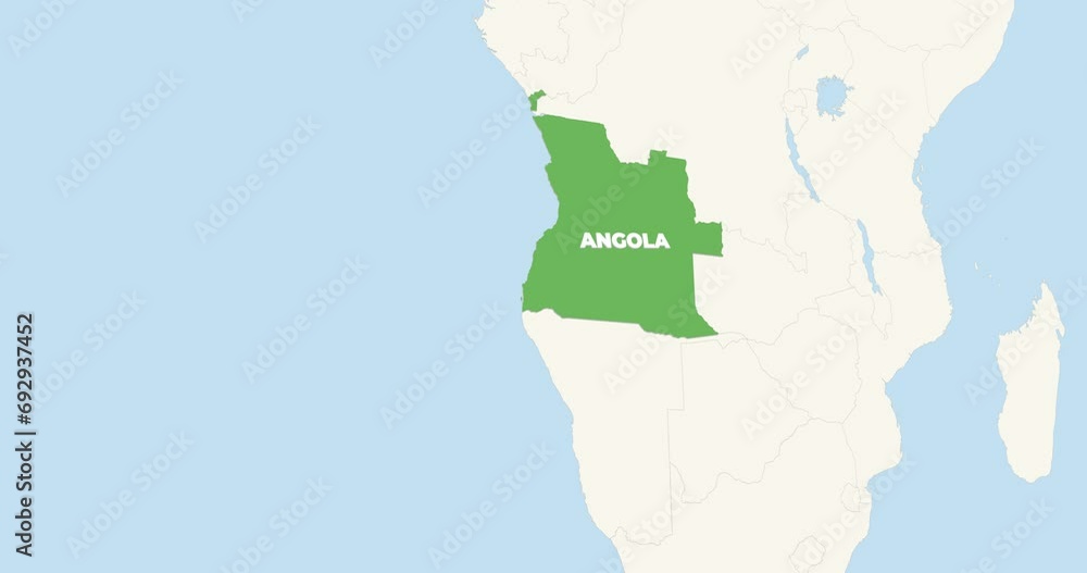 Video „World Map Zoom In To Angola. Animation in 4K Video. Green Angola ...