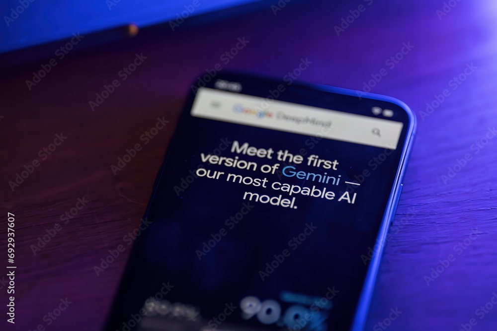 New google innovation Gemini AI language model pictured on mobile phone ...