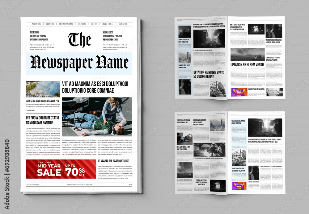 Newspaper Layout Stock Template | Adobe Stock