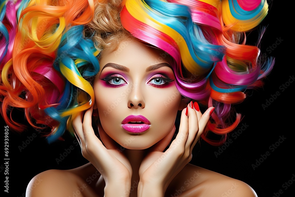 Accessories Nails Hair Makeup Colorful Woman Beauty girl portrait ...