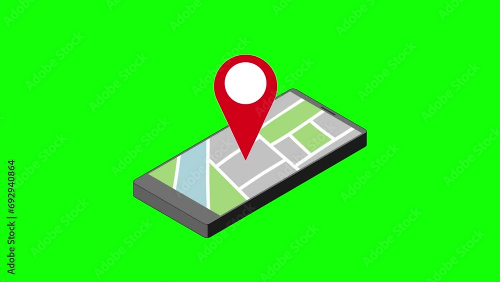 Animated location pin on smart phone screen icon. 4k Animation video ...