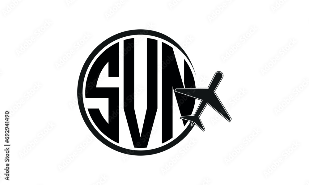 SVN three initial letter circle tour & travel agency logo design vector ...