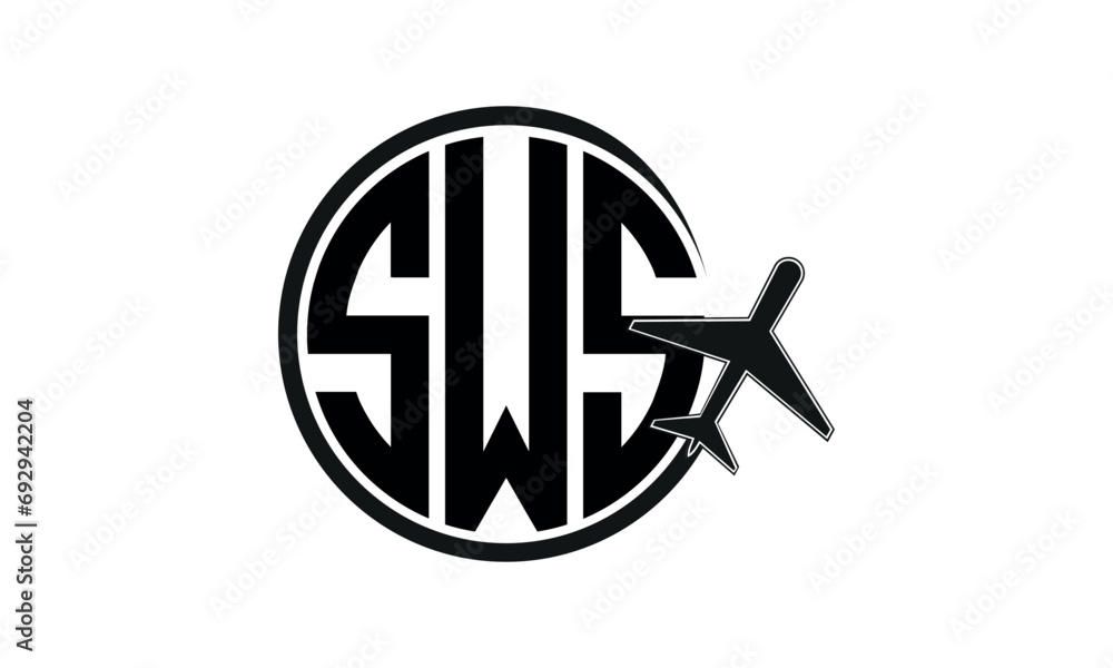 SWS three initial letter circle tour & travel agency logo design vector ...
