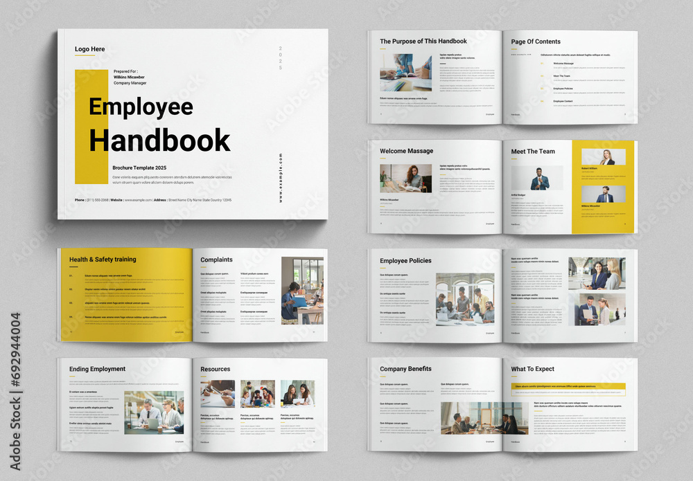 Modelo de Employee Handbook Template Design Layout Landscape do Stock ...