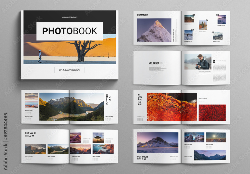 Photobook Template Layout Design Landscape Stock Template | Adobe Stock