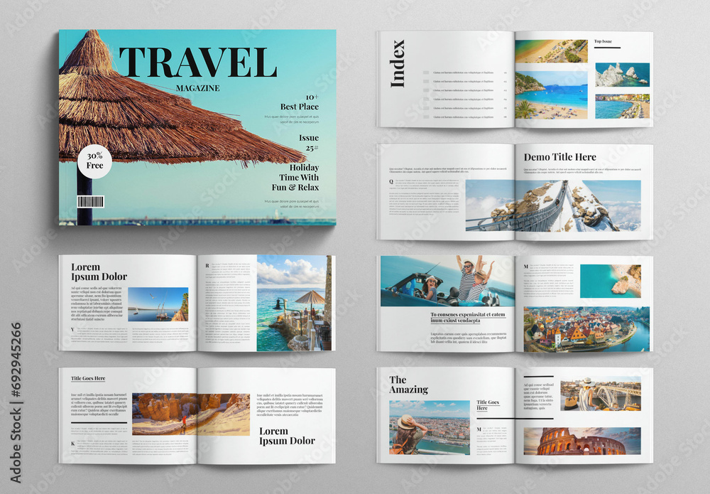 Travel Magazine Template Design Layout Landscape Stock Template | Adobe ...