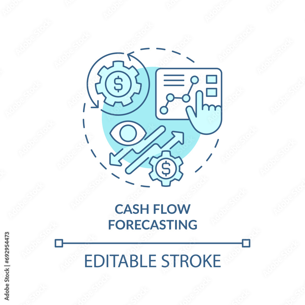 2D editable blue cash flow forecasting icon, monochromatic isolated ... 2D editable blue cash flow forecasting icon, monochromatic isolated ...