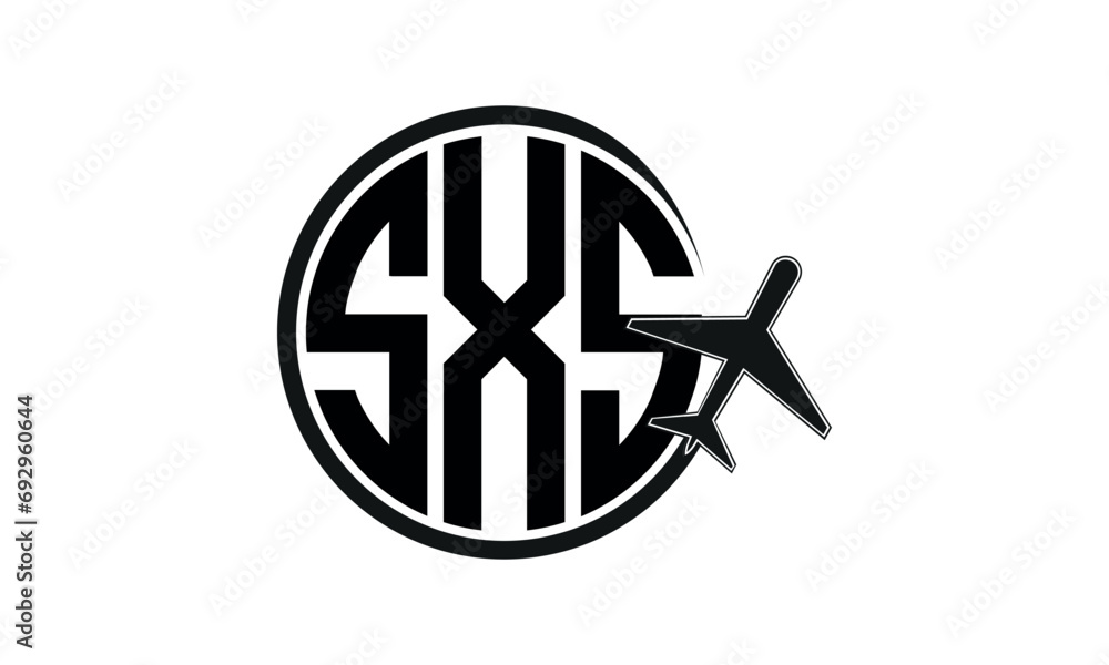 SXS three initial letter circle tour & travel agency logo design vector ...