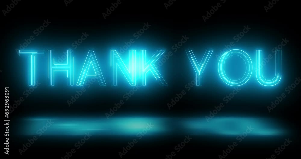 4K Neon retro style trendy Thank You text animation in a dark ...