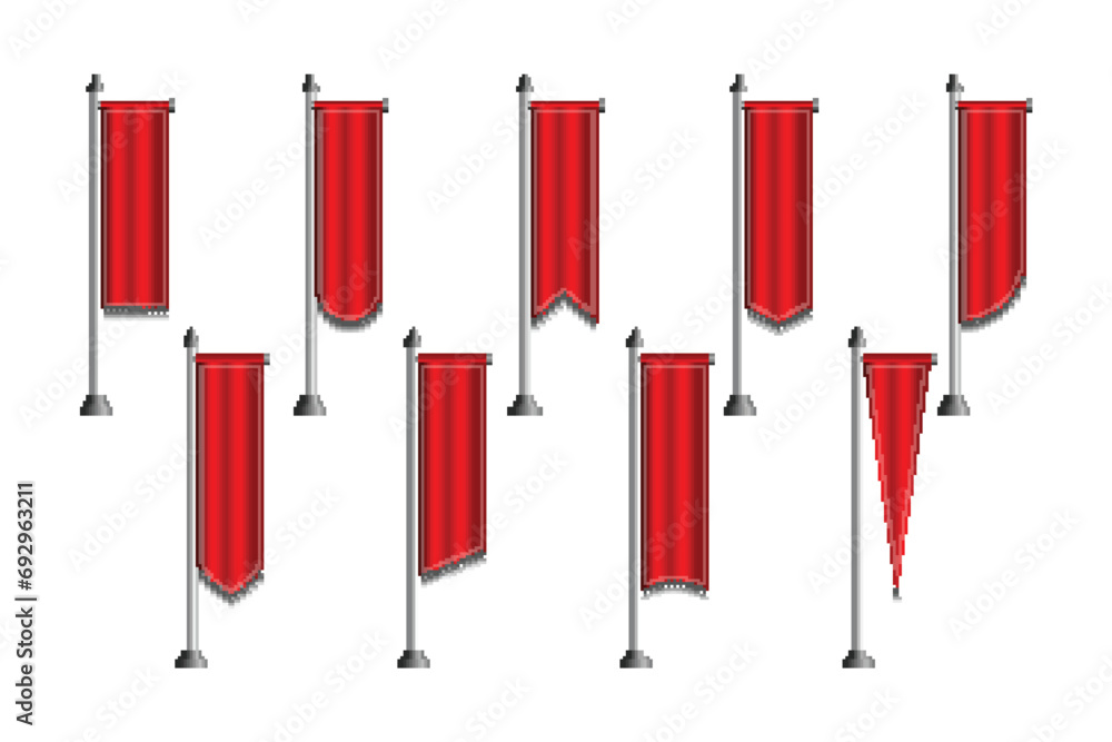 Royal flags set collection. Torn royal Medieval banners and trophy ...