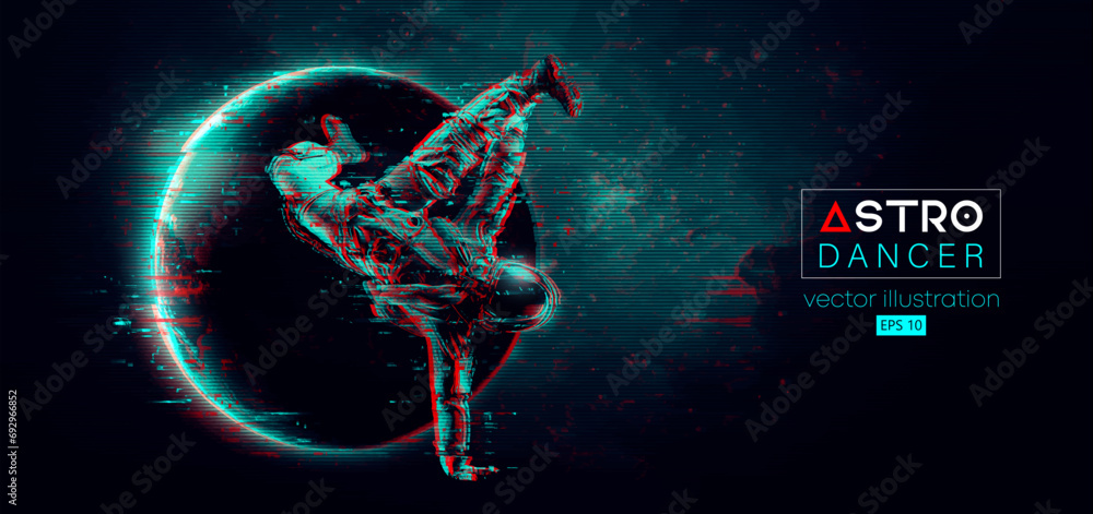 Abstract silhouette of a young hip-hop dancer, brake dancing man ...