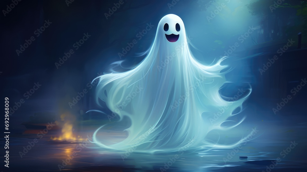 Character design for a cartoon, funny friendly smiling monster ghost ...