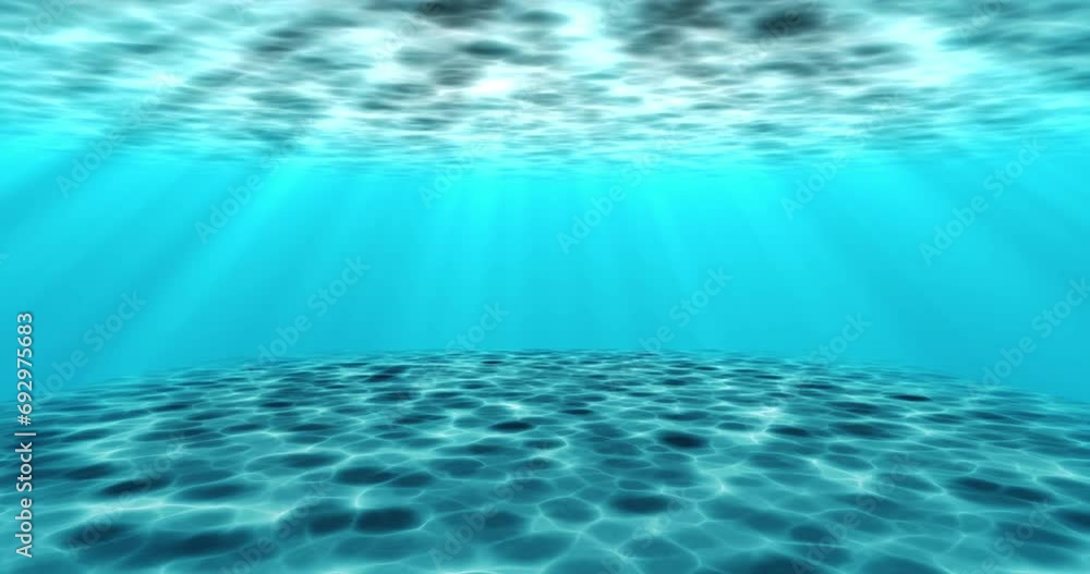 4K Realistic surreal underwater seabed moving water animation. Looping ...