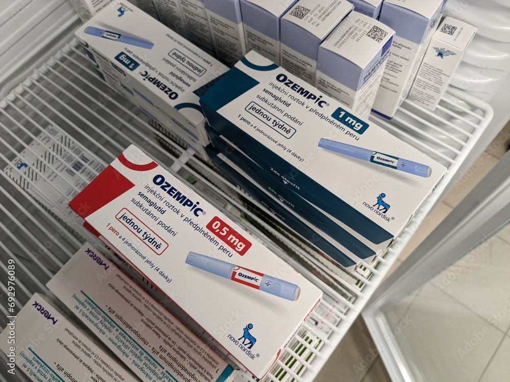 Prague,Czech republic- December 14 2023: Ozempic box by Novo Nordisk ...