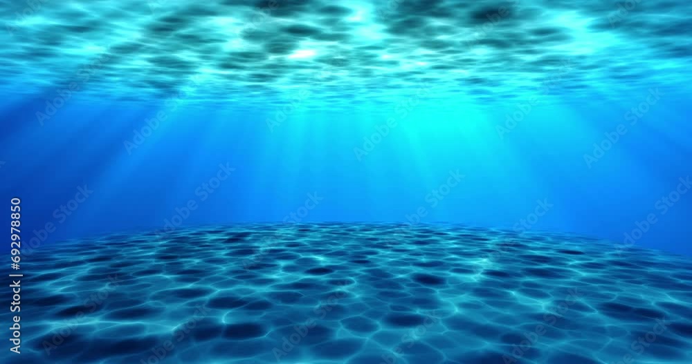 4K Realistic surreal underwater seabed moving water animation. Looping ...