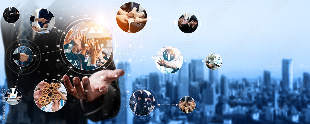 Teamwork and human resources HR management technology concept in ...