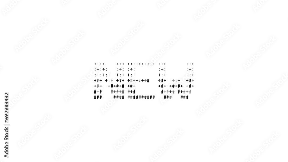 New ascii animation on white background. Ascii art code symbols with ...