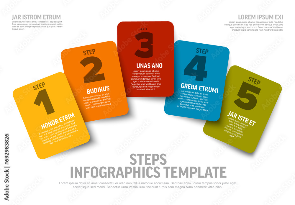 Five color progress process steps infographic template Stock Template ...