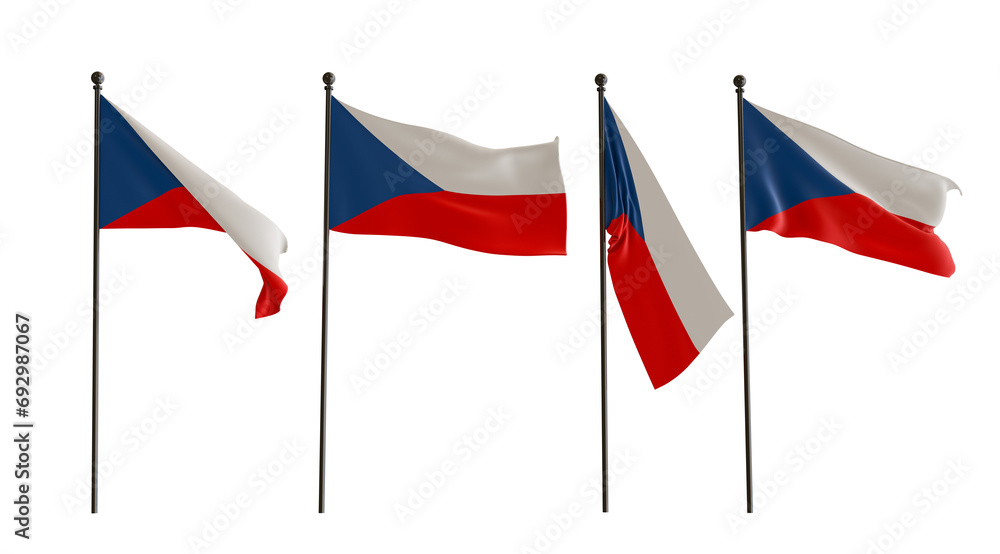 3D flags of Czech of 4 types. Flag Czech. white background, 3D ...