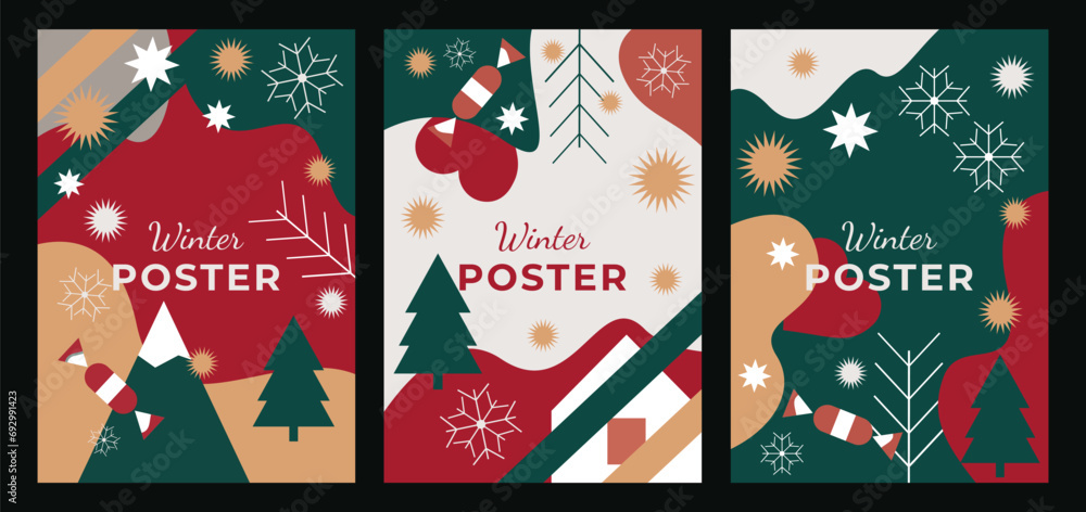 Winter poster set. Winter poster, banner, card, flyer template for ...