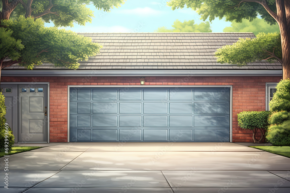 A typical garage door background. A typical American white garage door ...