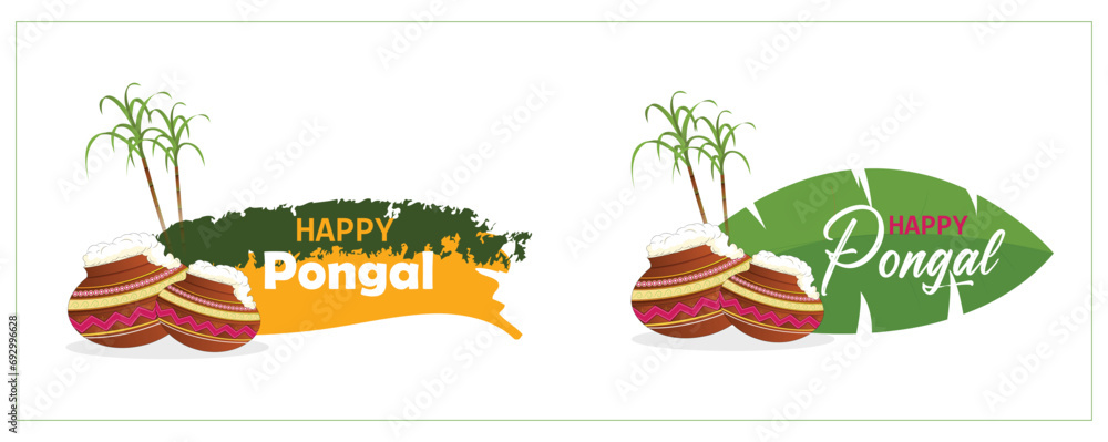 Vector illustration Happy Pongal post editable template typography ...