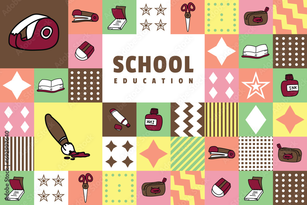 Simple flat design school education background design Stock Vector ...