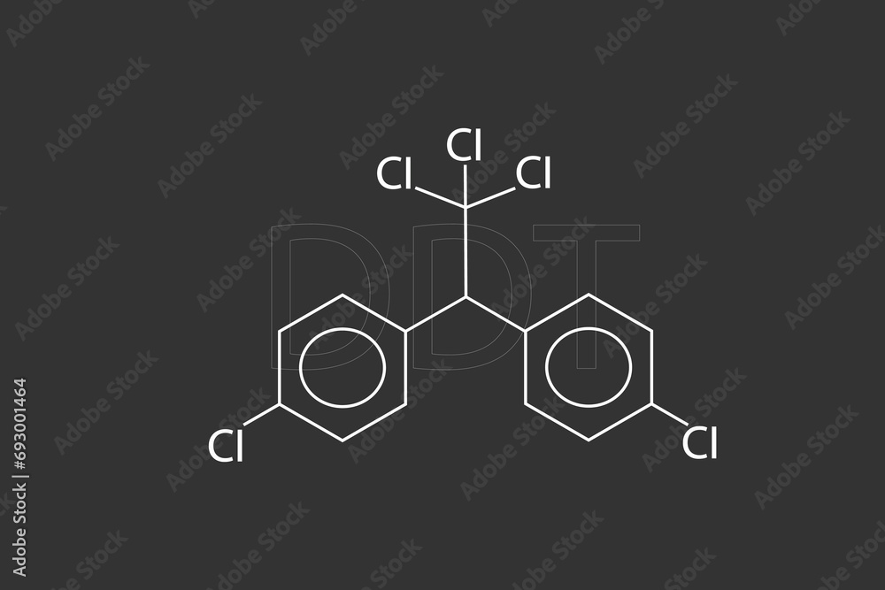 Dichlorodiphenyltrichloroethane molecular skeletal chemical formula ...