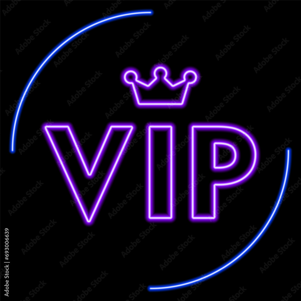 vip crown neon sign, modern glowing banner design, colorful modern ...